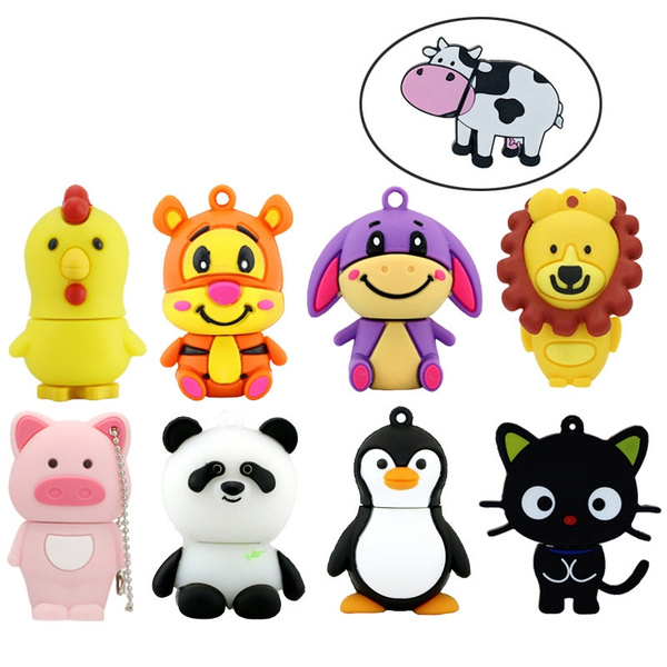 Cute Cartoon Cat Donkey USB Flash Drive Animal Lion Tiger Pig Memory ...