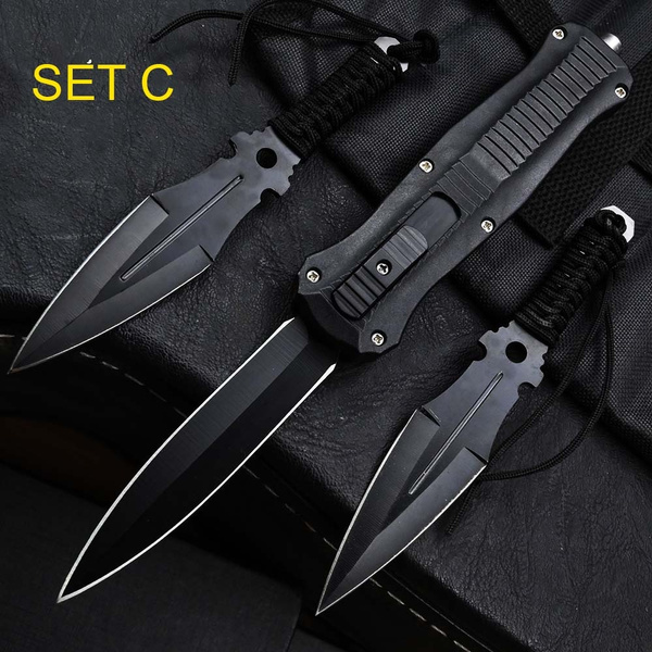 Fighting Combat Knife Set , Double Action Edge OTF Sliding Telescoping ...