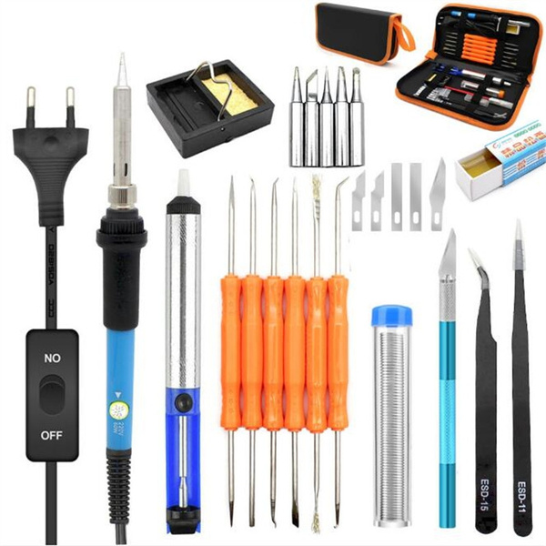 Soldering Iron Kit Electronics, 8-in-1 60w Adjustable Temperature ...