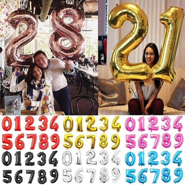 32 Inch Foil Number Balloons Happy Birthday Digital Air Balloons ...