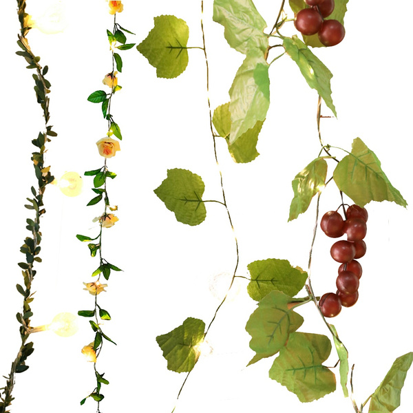 2M / 20 LED String Lights Garland Artificial Grape Leaves Vine Fairy ...