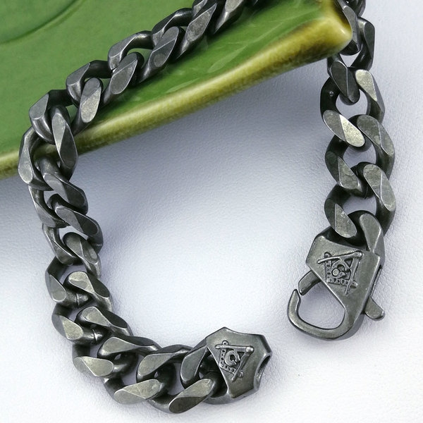 B256 Retro 9mm Bracelet Bangle 316L Stainless Steel Freemasonry Masonic ...