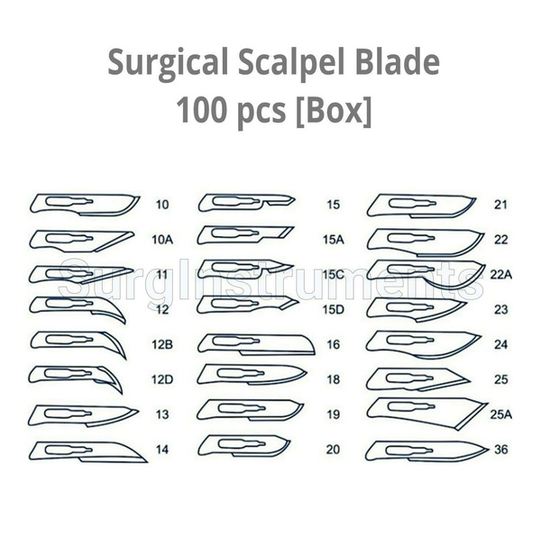 100 Scalpel Blade Surgical #10,11,12,15,15C,16,20,21,22,23,24,25,60,70 ...