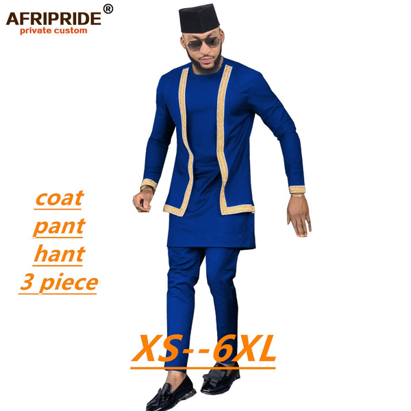 African Mens Clothing Set Outfit Suit 3 Pieces for Men Dashiki Shirt ...
