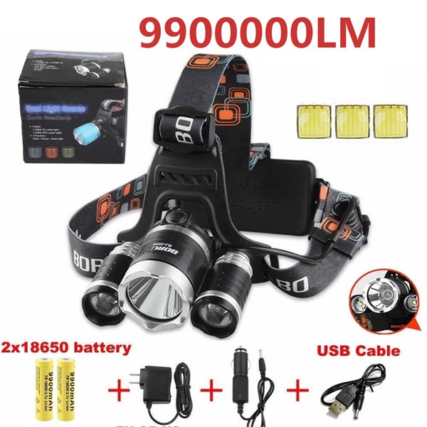 Adjustable Zoom Cree 3 LED XM-L T6 Waterproof Headlamp LED Torch ...