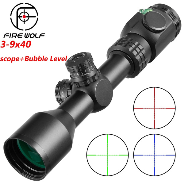 FIRE WOLF 3-9X40 Tactical Rifle Scope Optical RGB Button Cross Dot ...