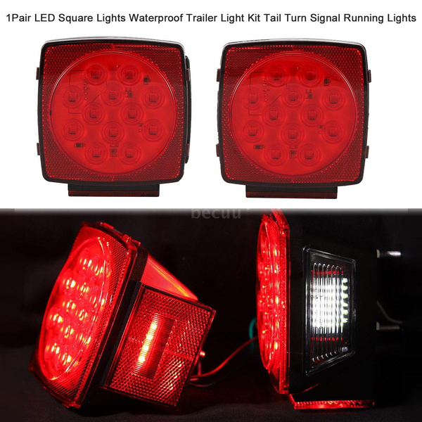 1Pair LED Submersible Square Lights Waterproof Trailer Light Kit ...