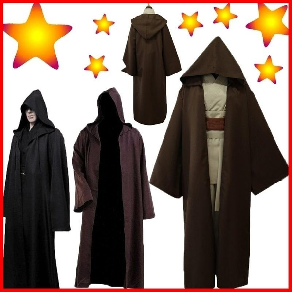 Jedi Costume Adult Black Jedi Robe Hoodie Cloak Men Women Halloween ...