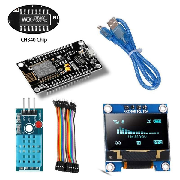 WiFi ESP8266 Starter Kit for NodeMCU Wireless I2C OLED Display DHT11 ... WiFi ESP8266 Starter Kit for NodeMCU Wireless I2C OLED Display DHT11 ...
