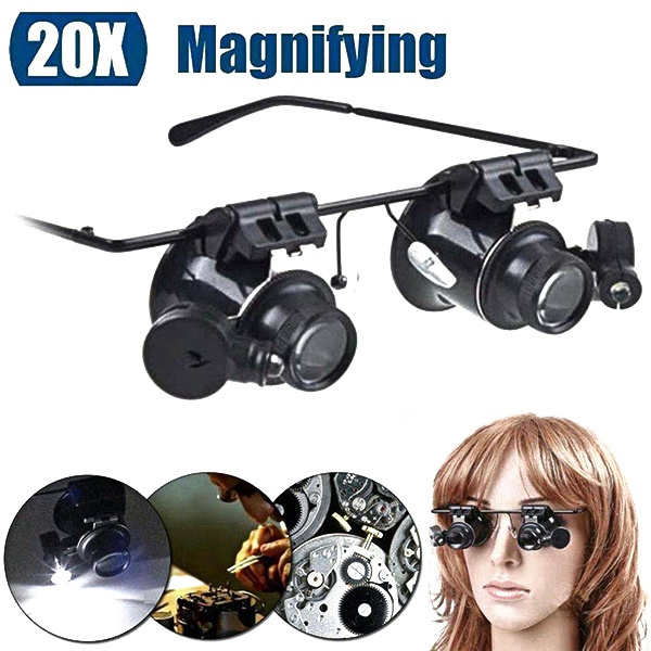 20X Loupe Magnifying Glasses Jewelery Microscope Watch Repair Tool LED ...