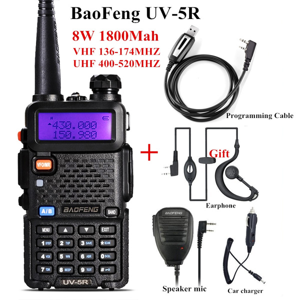 8W Baofeng UV-5R Walkie Talkie Two Way Communicator Transceiver FM UV5r VHF UHF Portable Pofung ...