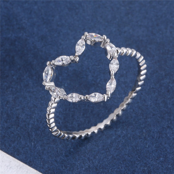 Junxin Eternal Jewelry 925 Sterling Silver Marquise Cut White Sapphire ...