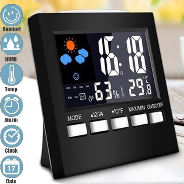 Multi-functional LCD Screen Digital Snooze Clock Weather Forecast ...