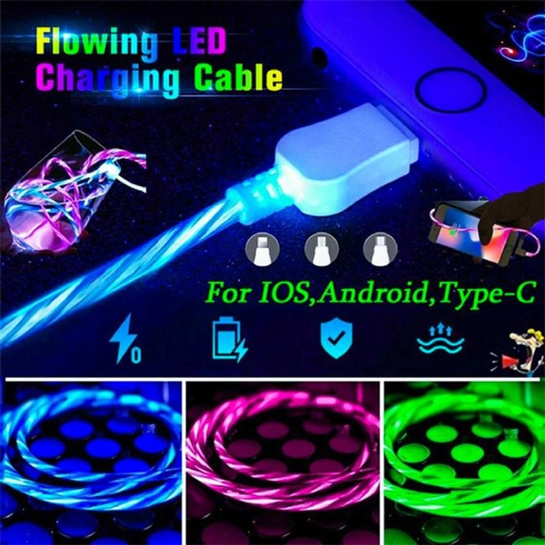 4 Colors Streamer Data Flowing LED Light Fast Charge Cable Suitable For ...