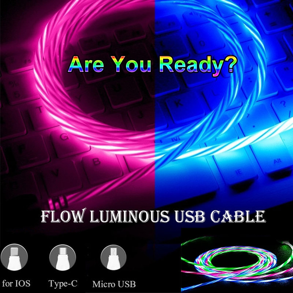 USB Luminous Cable LED Lighting Cable For iPhone Charger Micro USB ...