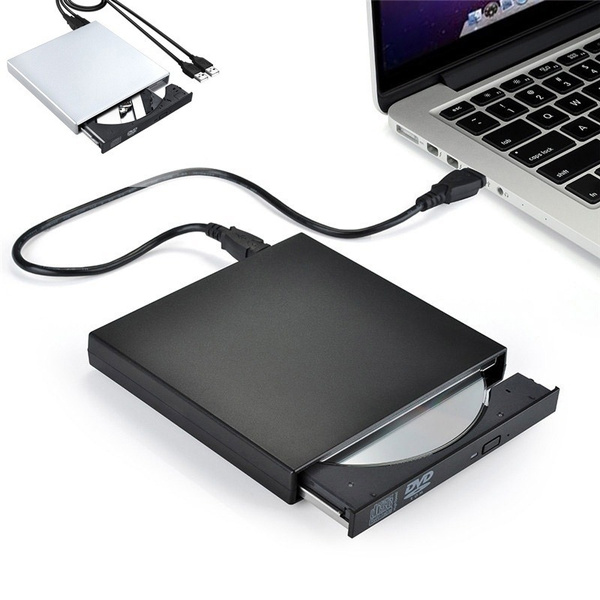 USB External CD-RW Burner DVD/CD Reader Player with Two USB Cables for ...