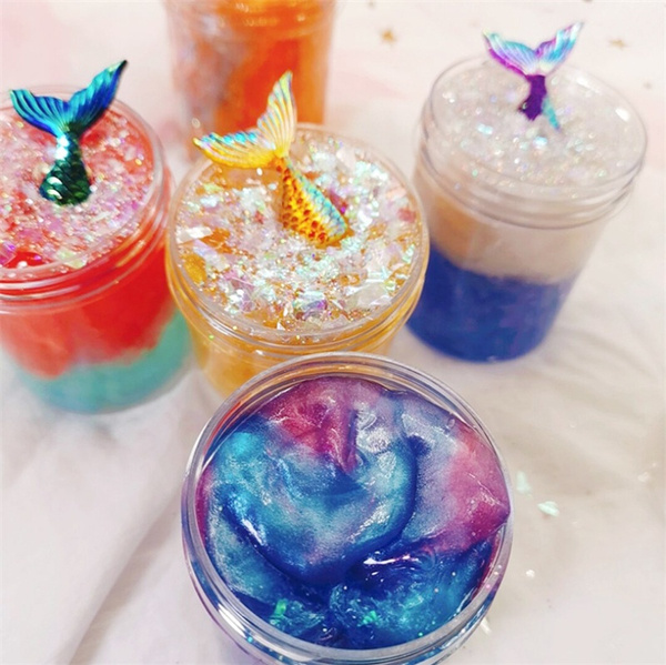 Mermaid Cotton Slime Fluffy Crystal Mud Modeling Clay Lizun Handgum ...