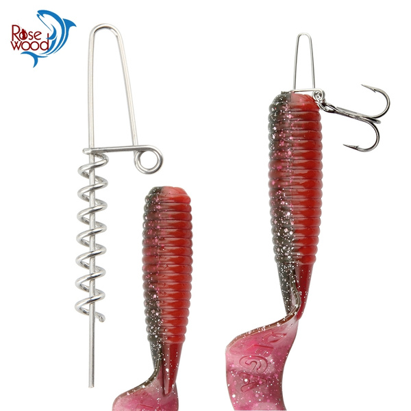 20pcs Pesca Soft Lure Fishing Pin RoseWood 45mm 60mm Spiral Silicone ...