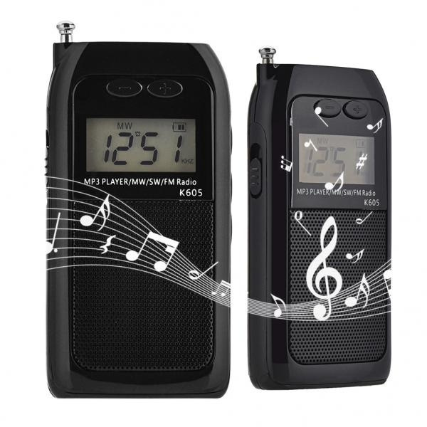 Professional K-605 Mini Pocket Stereo LCD Digital FM AM Shortwave Radio ...
