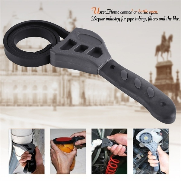 Universal Oil Black Adjustable Rubber Strap Belt Spanner Wrench Hand ...