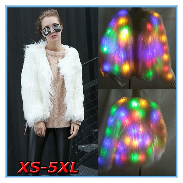 New Women's LED Fur Coat Stage Costumes Female Costume LED Coat | Wish