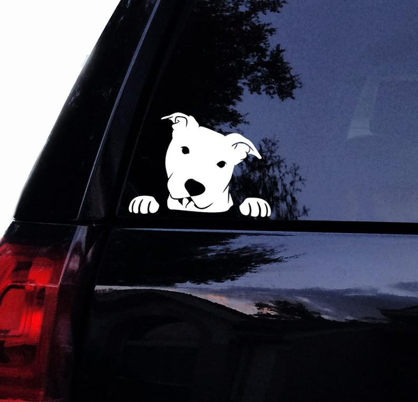 Peeking Pitbull Decal Sticker - Peek a Boo Happy Smiling Pit bull Dog ...