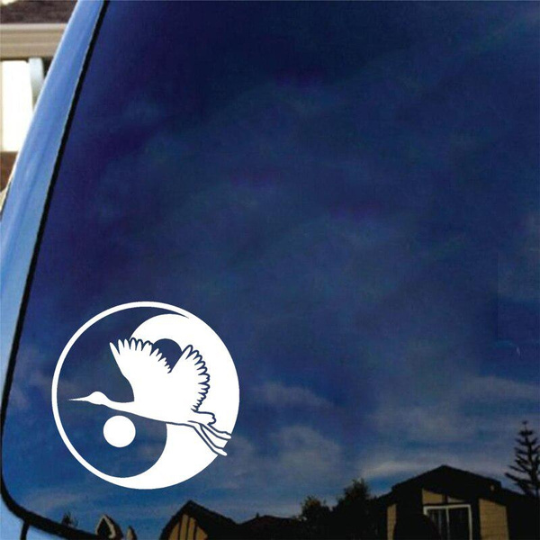 15CM*15CM Yin Yan Symbol Buddhism Crane Bird Car Sticker Decoration ...