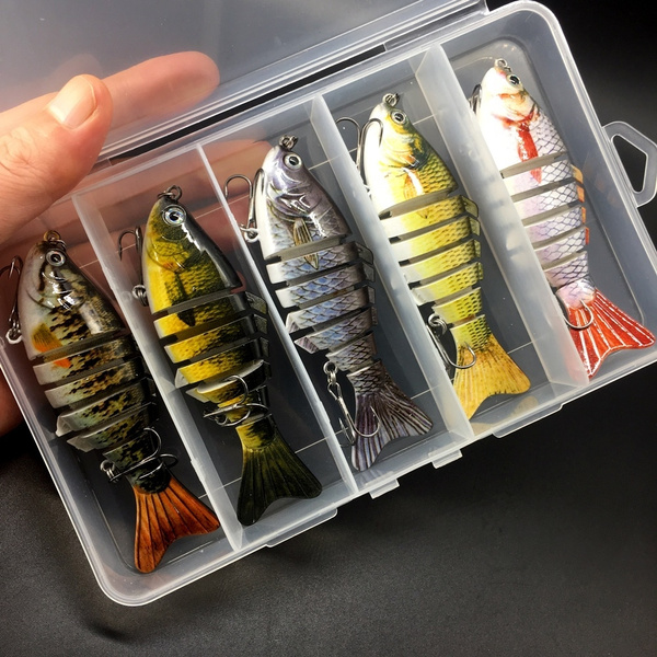 5PC/Box Artificial Fishing Lures 3.9" 7-Segment Lifelike Swimbait Bait ...