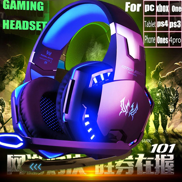 Blue,Orange,Red 3.5mm LED Gaming Mic Headset Headphones Stereo For PC ...