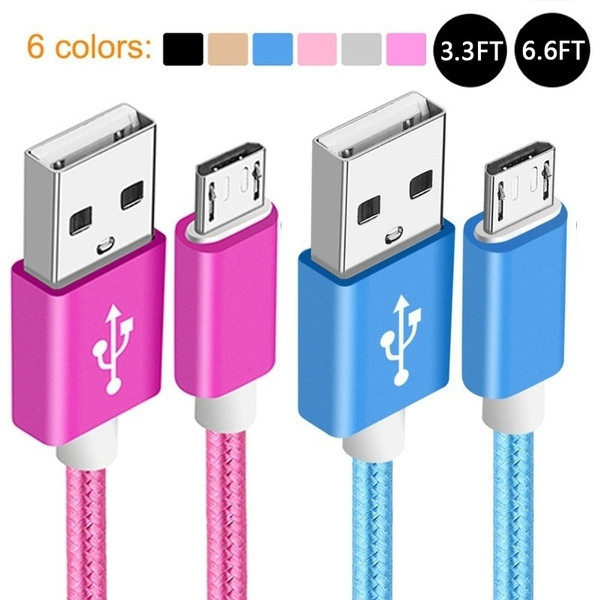 3.3FT 6.6FT Nylon Braided Micro USB Cable Micro USB Cable Charger Cable ...
