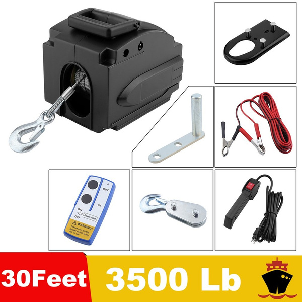 Professional 3500 Lb 12V Wire Rope Electric Boat Winch Motor Winch With ...