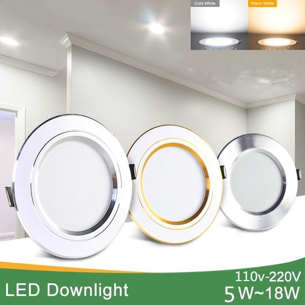 Tricolor Ultra Bright Round LED Downlight 5W 9W 12W 15W 18W Aluminum AC ...