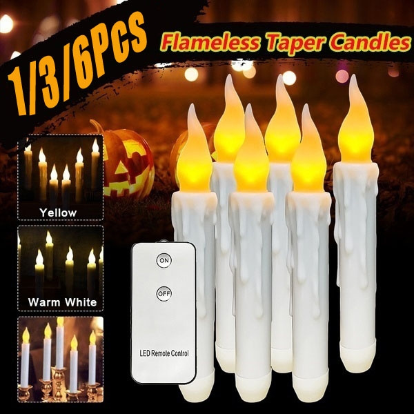 LED Remote Control Wax Flickering Flameless Candle Lights Battery ...