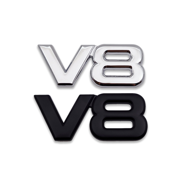 Chrome Metal V8 Logo Car Emblem 3D V-8 Engine Badge Rear Trunk Sticker ...