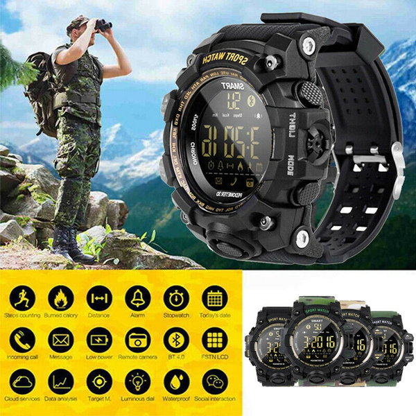 Waterproof EX16S Smart Sport Watch Bluetooth Pedometer Men Military ...