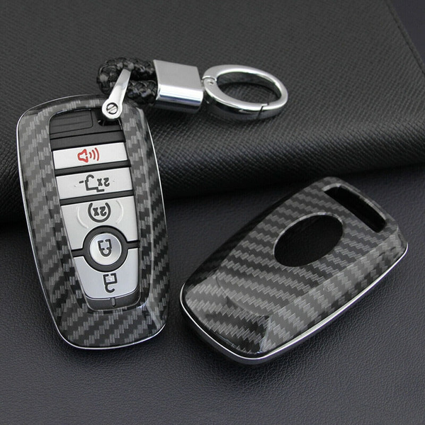 Smart Remote Key Fob Case Cover Chain Carbon Fiber Style For Ford ...