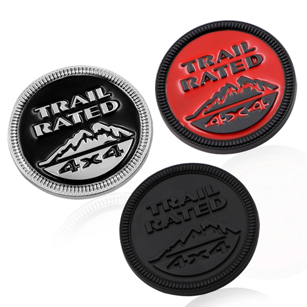 Trail Rated 4X4 3D Logo Badge Black Red Metal Applique For Jeep ...