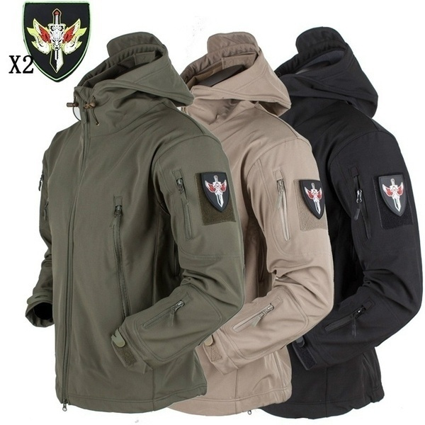 （With 2 armbands）Soft Shell V4 Tactical Military Jacket Waterproof ...