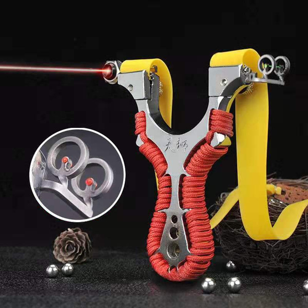 TIANSHI Laser Aiming Slingshot Spring Fast Pressing Flat Rubber Band ...