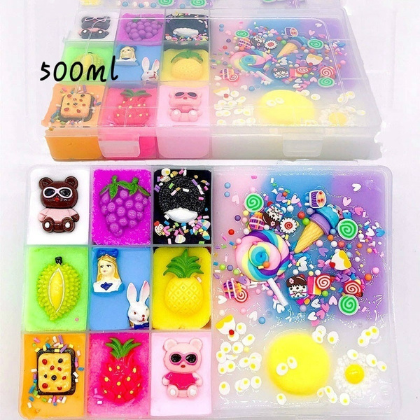 Cute Ten Square Grid Slime Crystal Mud DIY Thousand Silk Mud Slime Poke ...