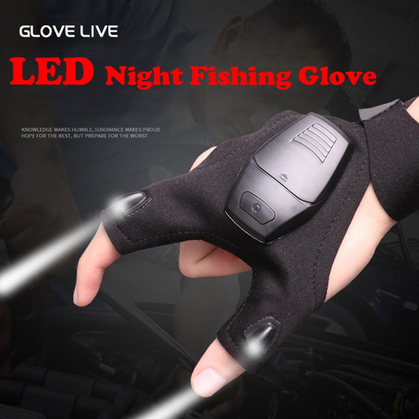 Led Finger Light Gloves Exposed 3 Fingers Breathable Outdoor Sports ...