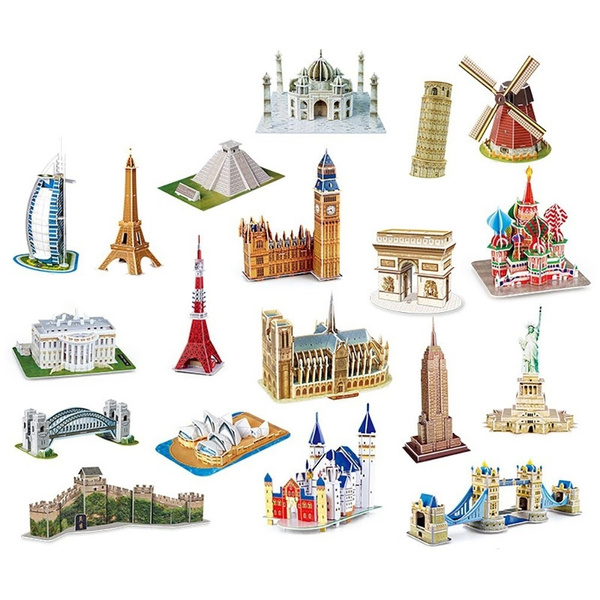 3D Stereo Jigsaw Mini-World Architectural Model Puzzle Paper Jigsaw ...