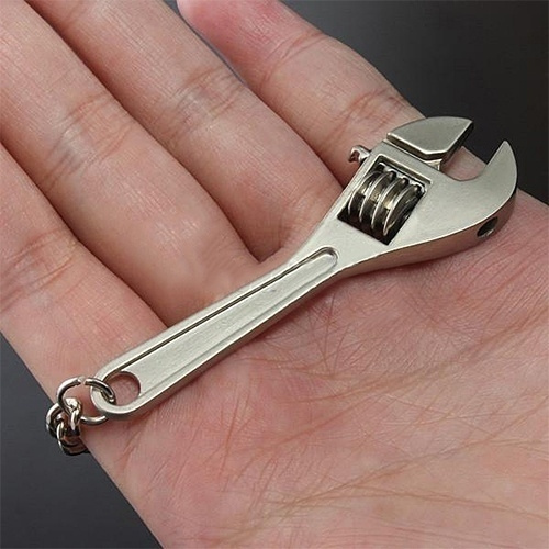 Adjustable Wrench Spanner Key Chain Ring Keyring Metal Keychain ...