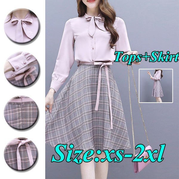 Dress Female 2019 Spring New Two-piece Set Korean Style Single Row ...