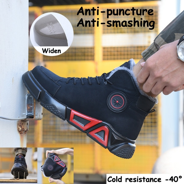New Winter Warm Cotton Shoes Men's Anti-smashing Anti-piercing Steel ...