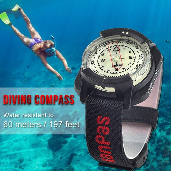 60M Outdoor Luminous Compass Professional Diving Compass Waterproof ...