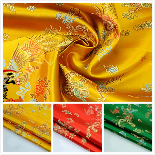 Dragon Damask Fabric Chinese Ethnic Satin Hanfu Costume Material By ...