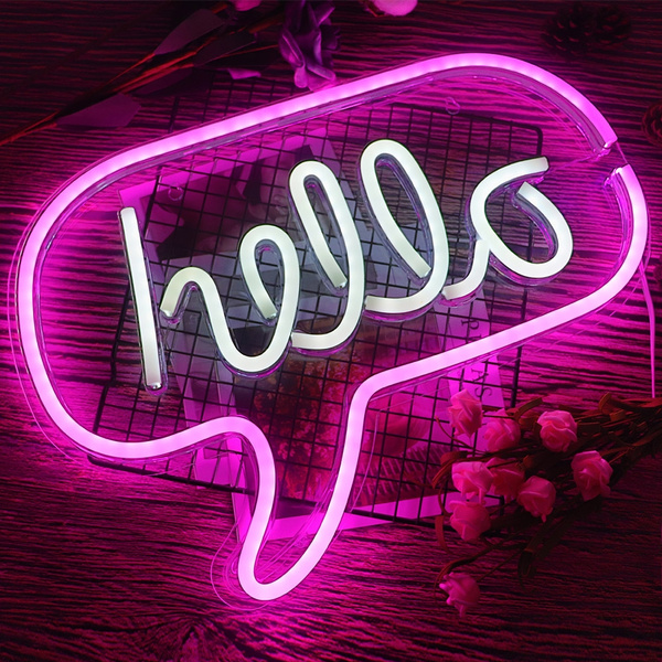 Hello LED Neon Light Sign Letters Neon Sign Panel Holiday Christmas ...
