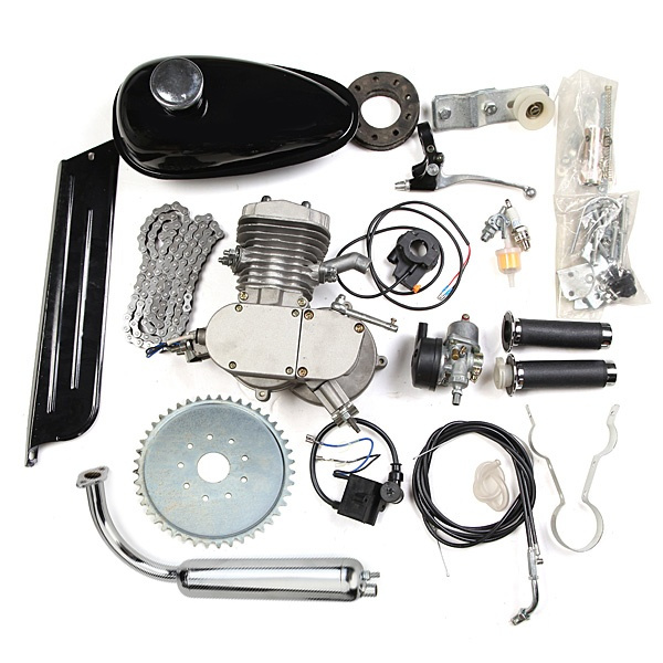 80cc 2-Stroke Cycle Silver Motor Muffler Motorized Bicycle Bike Engine ...
