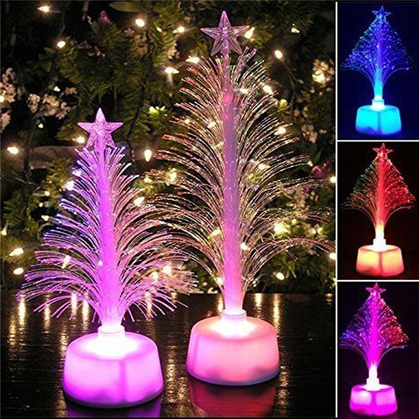 Hot 1PCS Colored Fiber Optic LED Light-up Mini Christmas Tree with Top ...